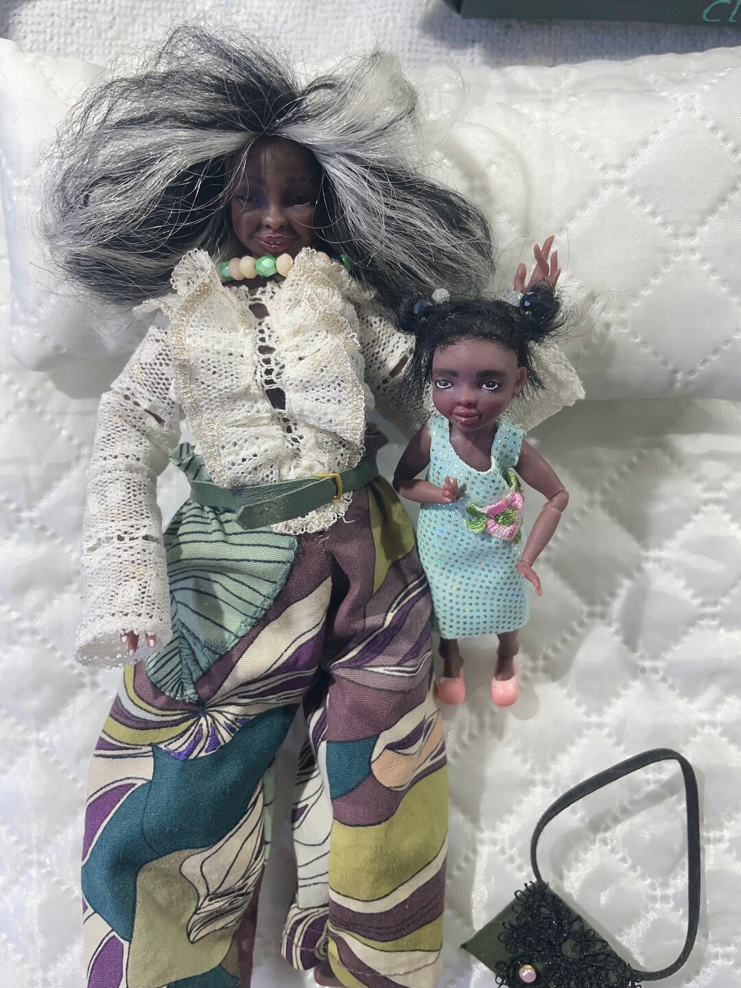 3d Printed BJD Baby Doll 9cm and Her Grandmother Dollhouse Miniature ...