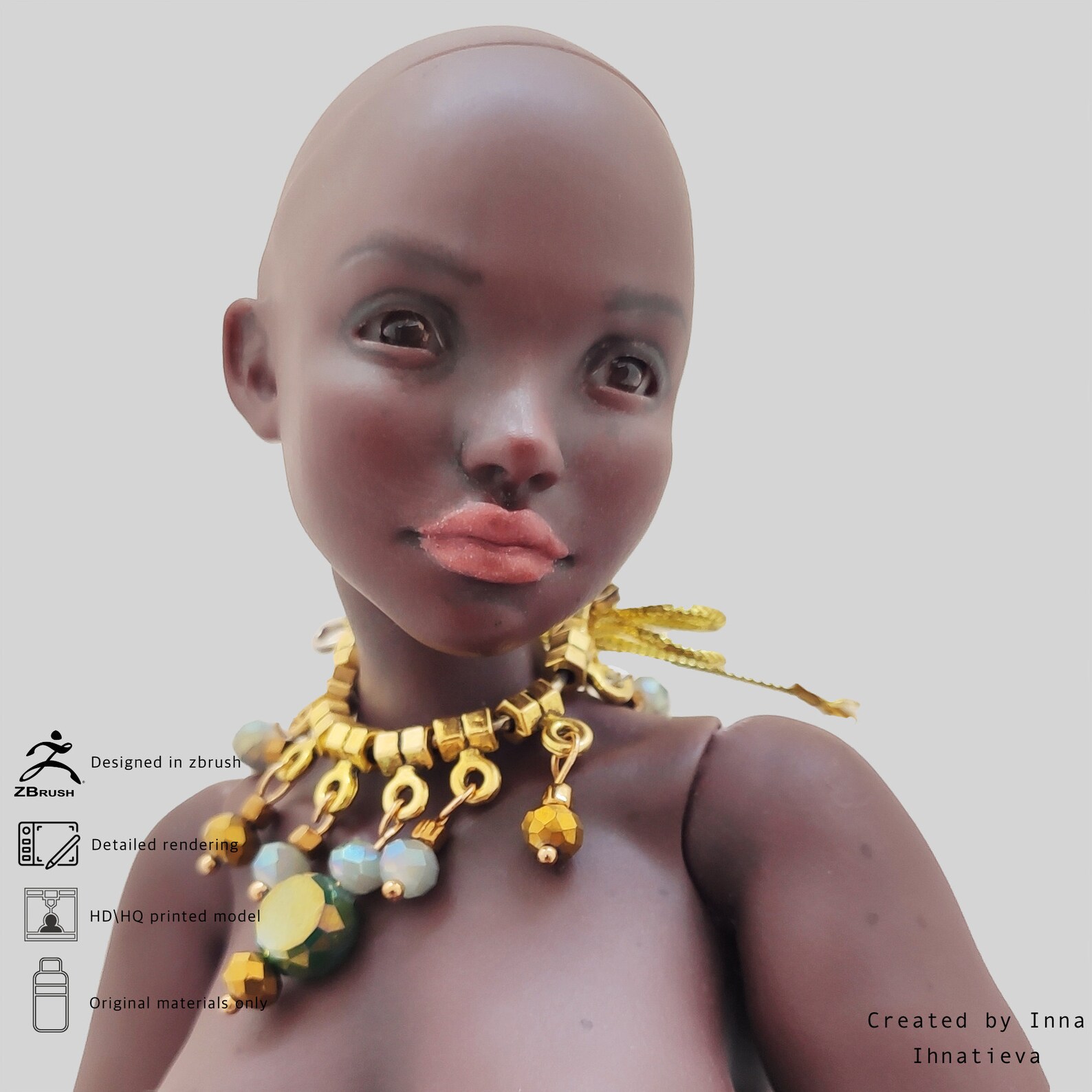1/6 Plus Size Dark Skin Tone Bjd Doll 3d Printed - Etsy UK