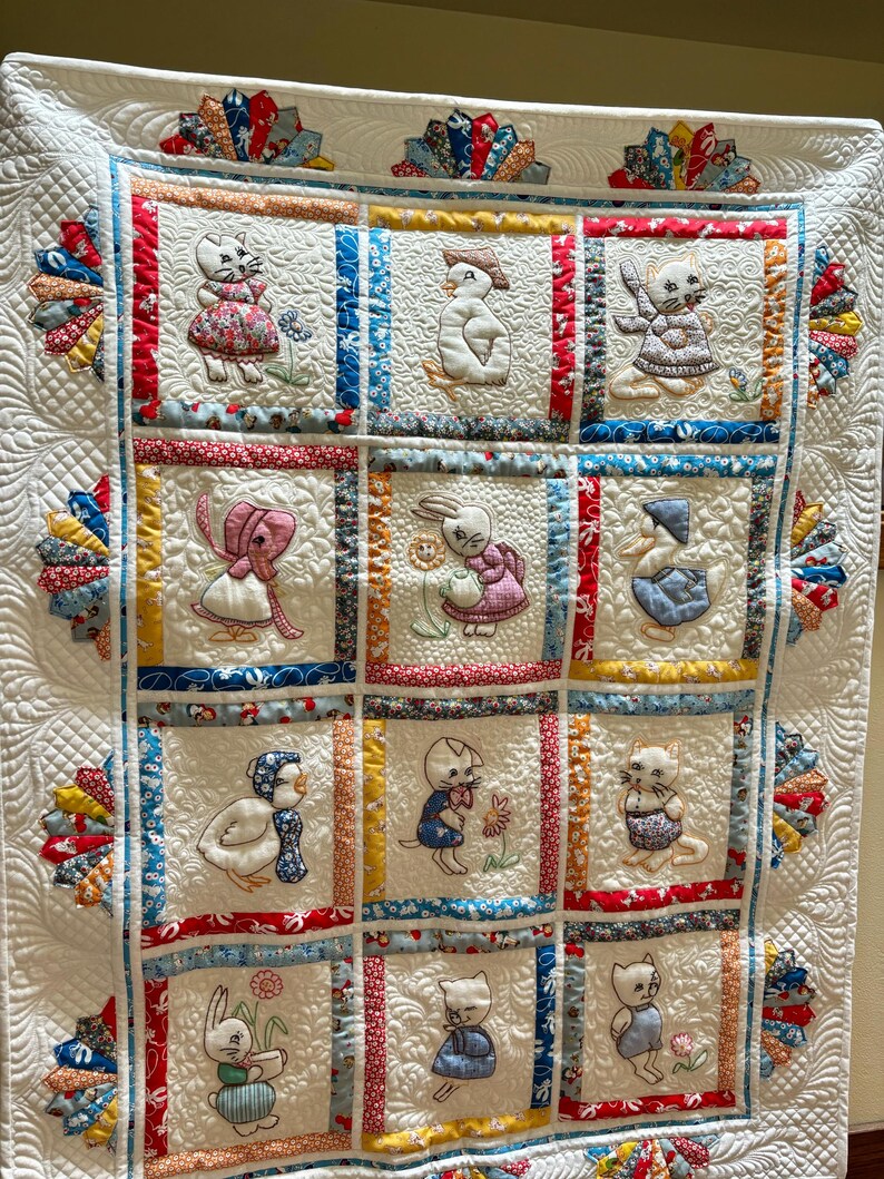 Quilted Vintage Linen Baby Quilt - Etsy