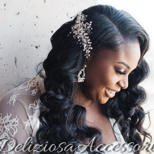 Pearl Bridal Side Headpiece Diamond Wedding Hair Accessory - Etsy