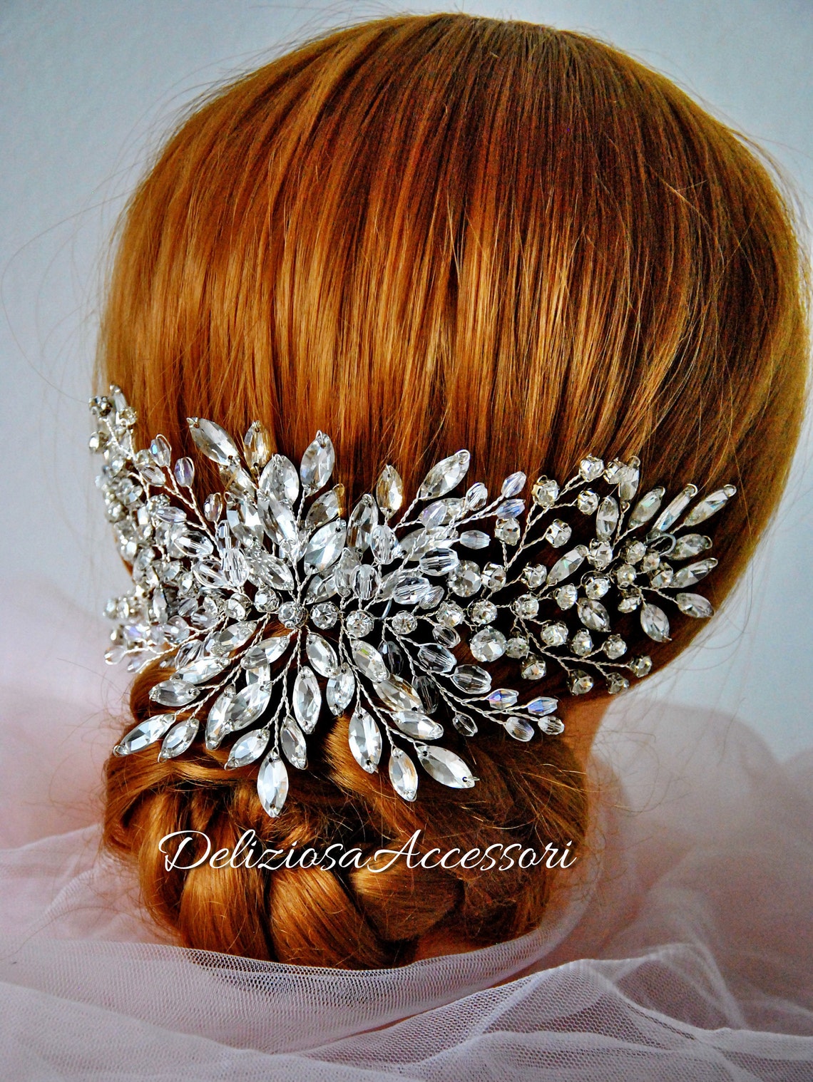 Swarovski Wedding Headpiece Big Diamond Hair Piece Bridal - Etsy