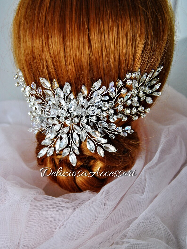 Swarovski Wedding Headpiece Big Diamond Hair Piece Bridal - Etsy