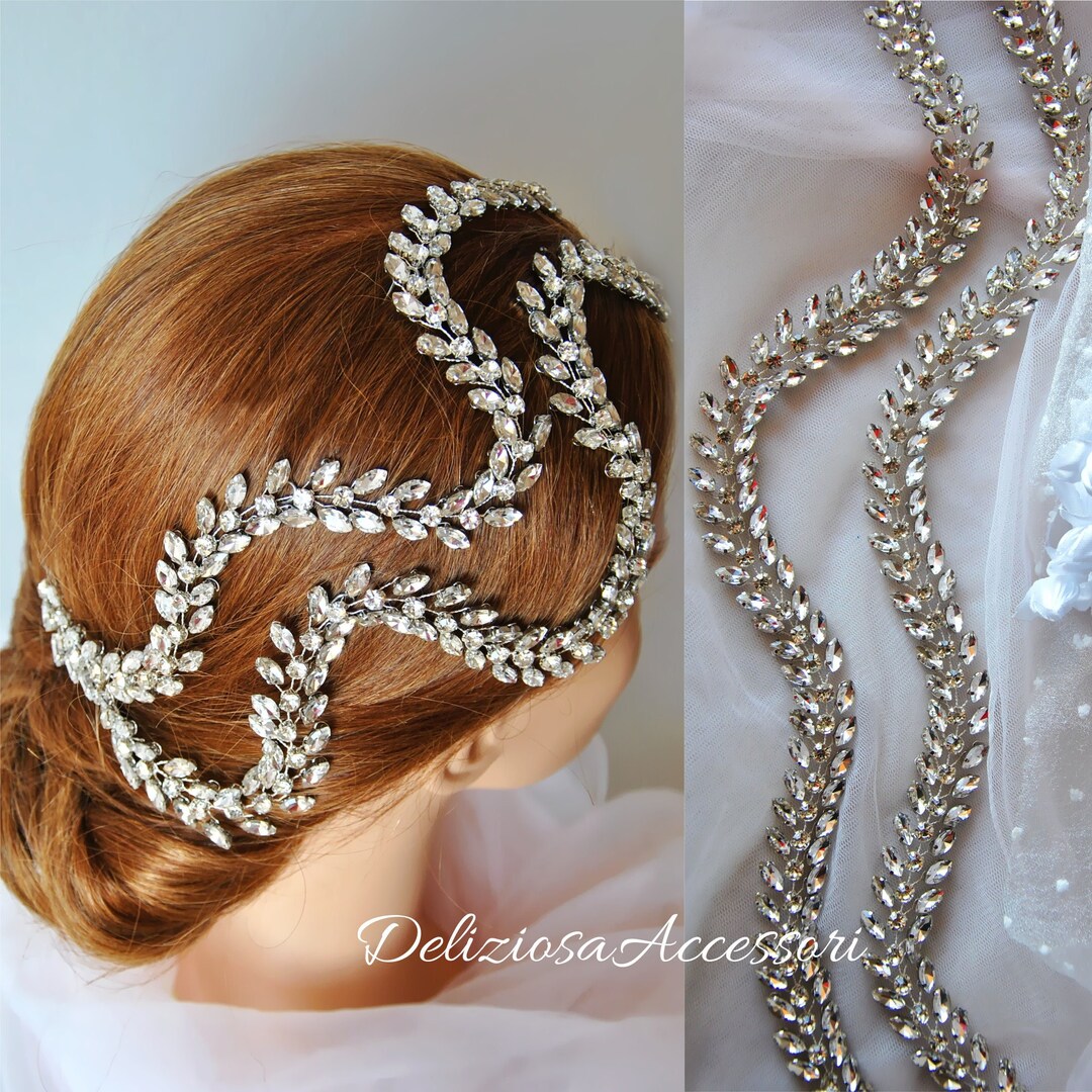 Bridal Hair Vine Diamond Wedding Side Headpiece Rhinestone Hair Piece ...