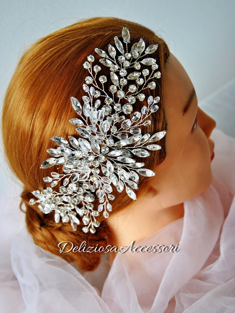 Swarovski Wedding Headpiece Big Diamond Hair Piece Bridal - Etsy