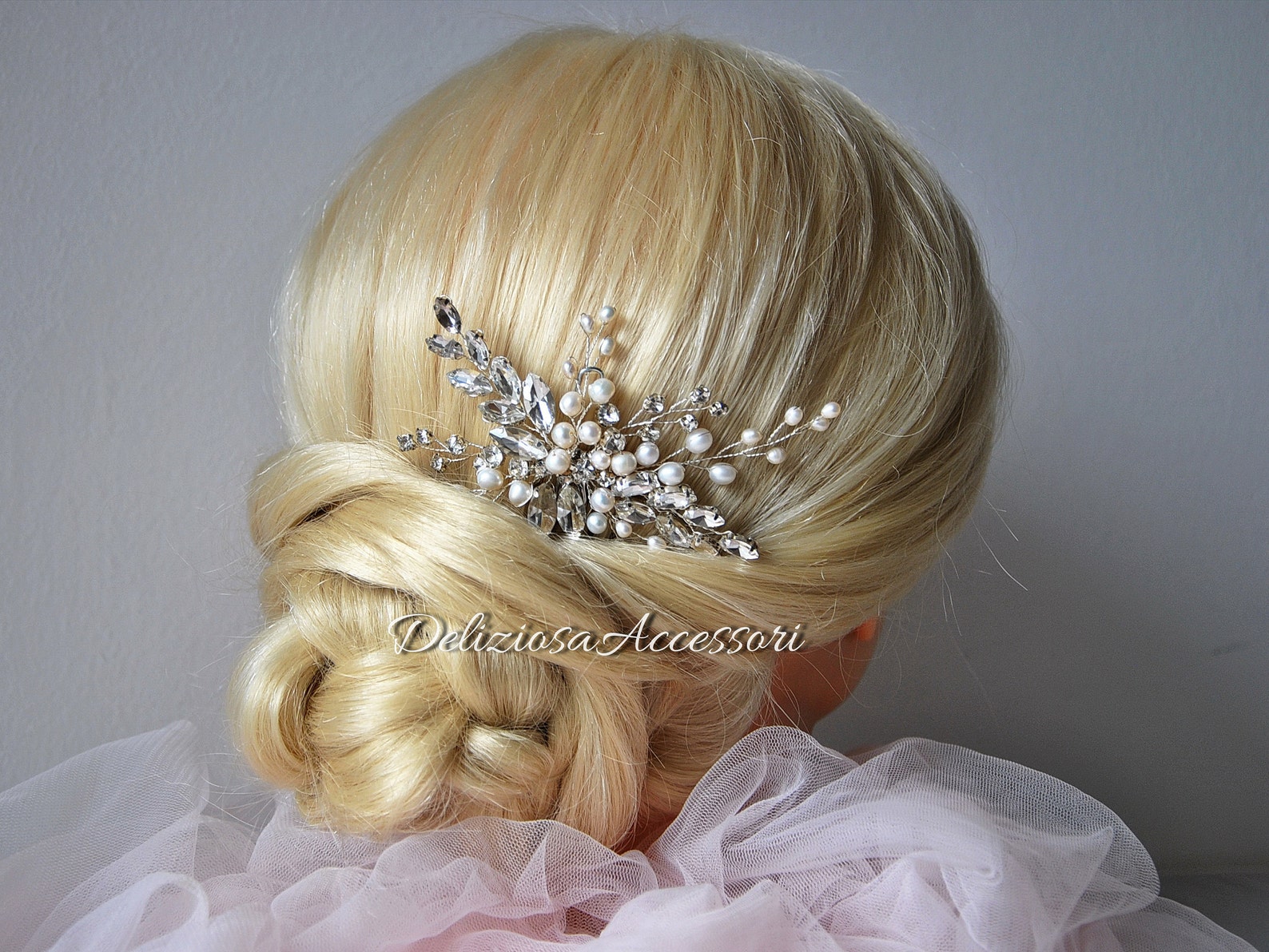 Wedding Hair Comb Pearl and Diamond Hair Piece Small Bridal - Etsy