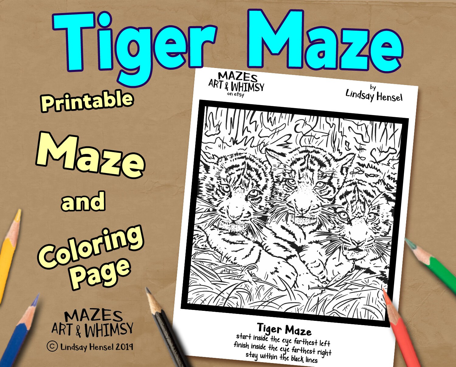 Printable Tiger Maze - Etsy