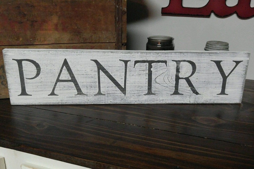 White & Black PANTRY Farmhouse Rustic Primitive Country Wooden Sign - Etsy