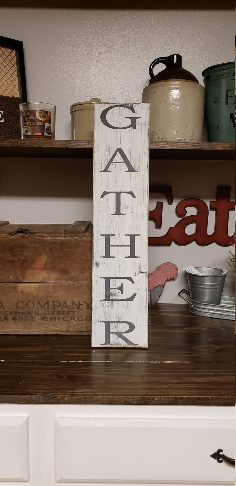NEW Handmade Vertical GATHER Farmhouse Wooden Sign - Etsy