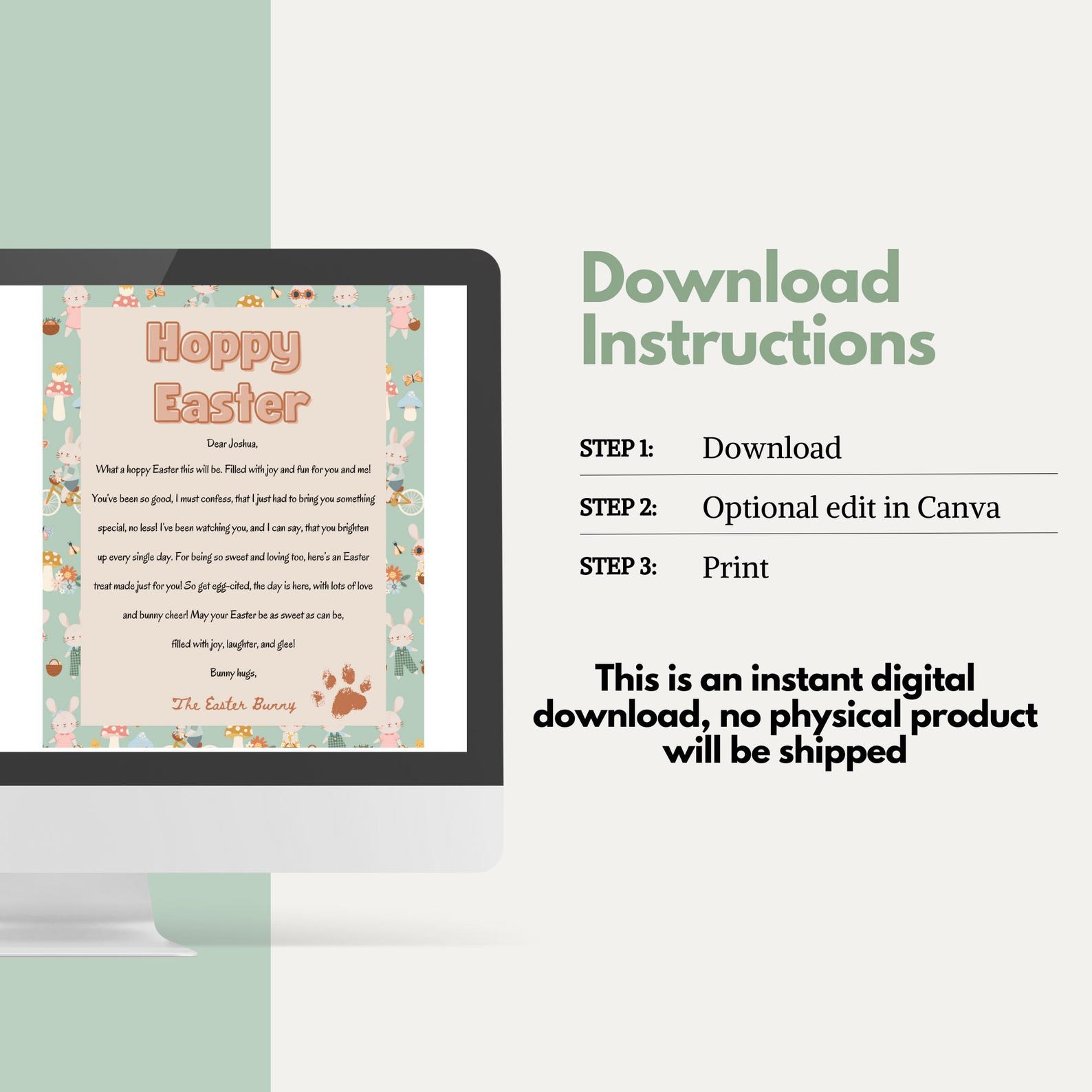 Letter From the Easter Bunny Template | Kids Easter Morning Surprise ...