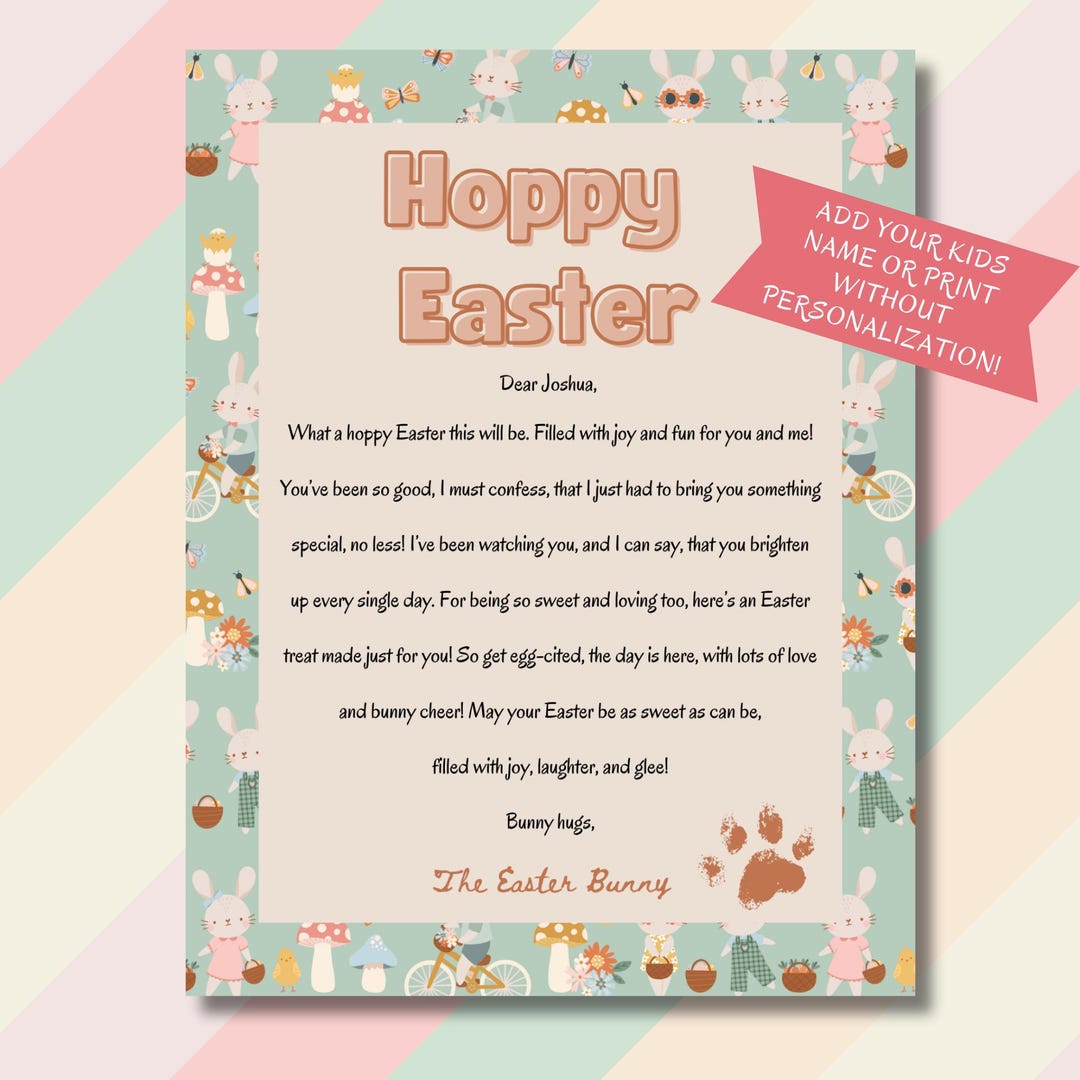 Letter From the Easter Bunny Template | Kids Easter Morning Surprise ...