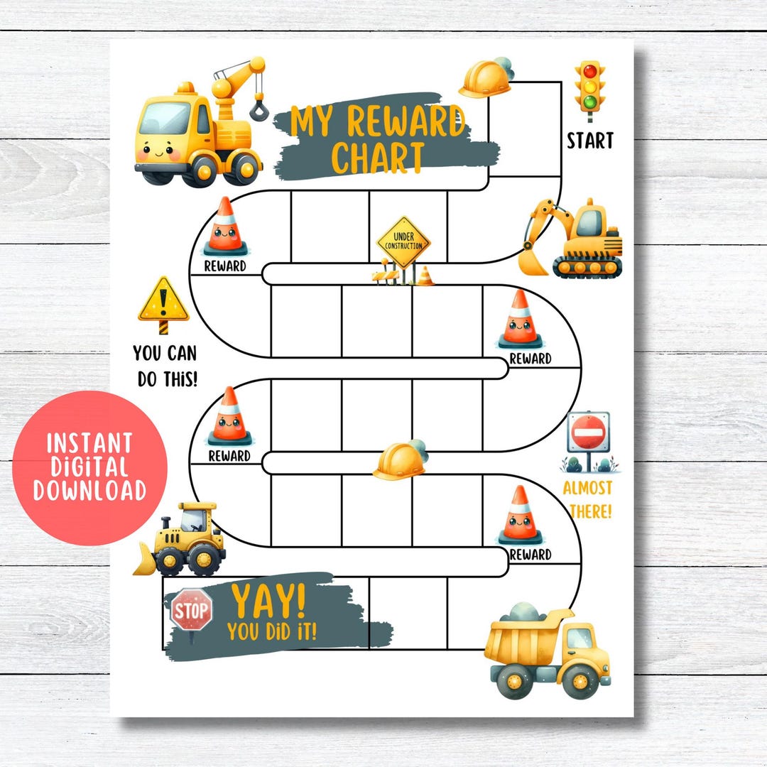 Printable Behavior Chart | Potty Training | Construction Kids Reward ...