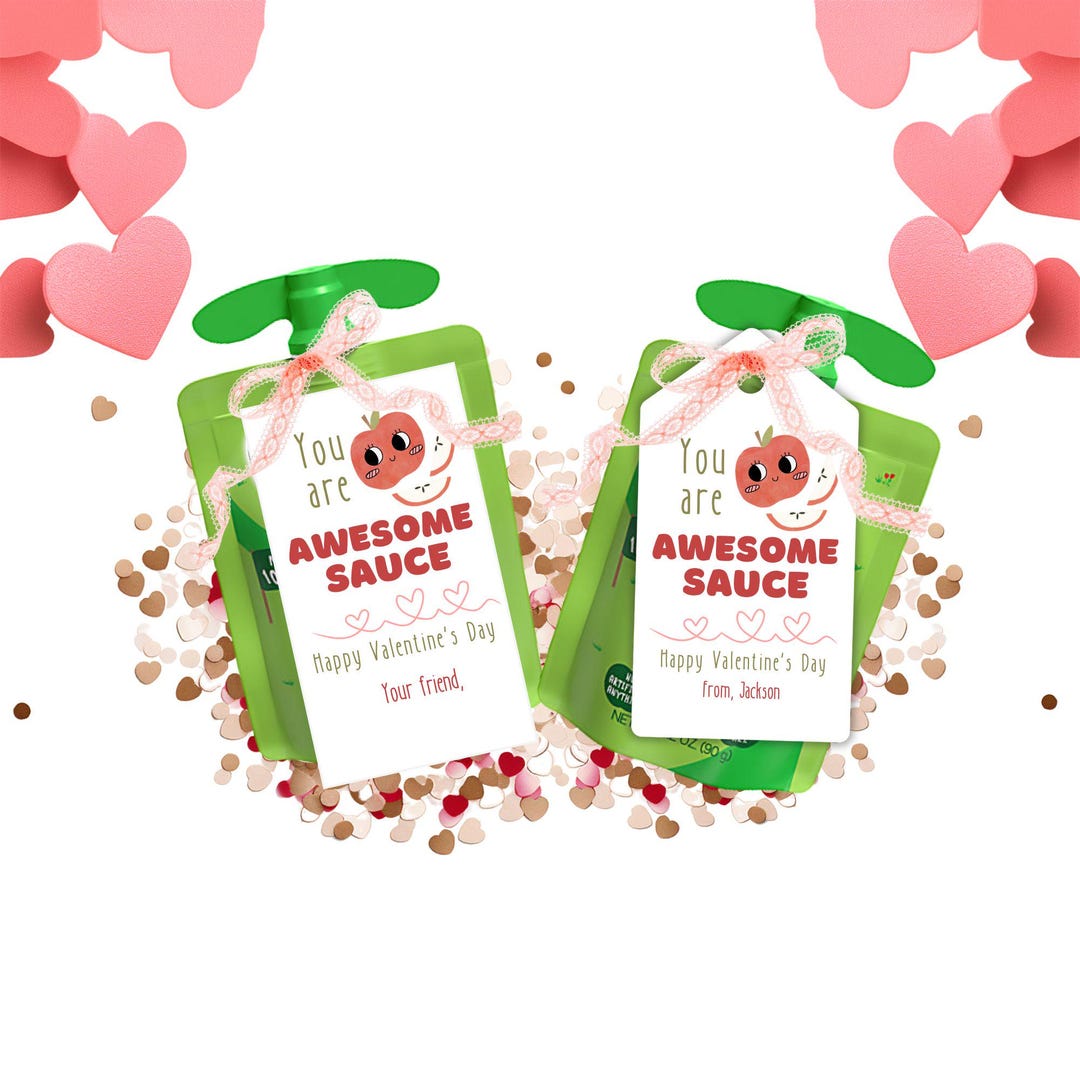 Editable Applesauce Pouch Valentines Tag, Awesome Sauce, Applesauce ...