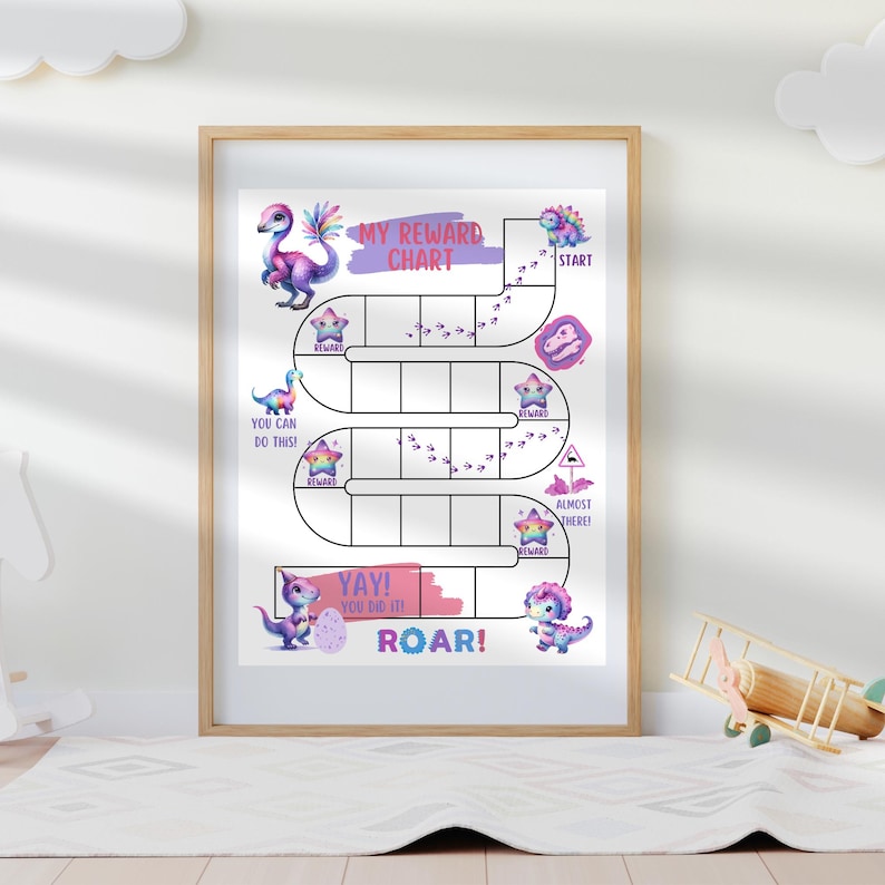 Printable Reward Chart | Girl Dinosaur Routine | Chore Chart for Kids ...