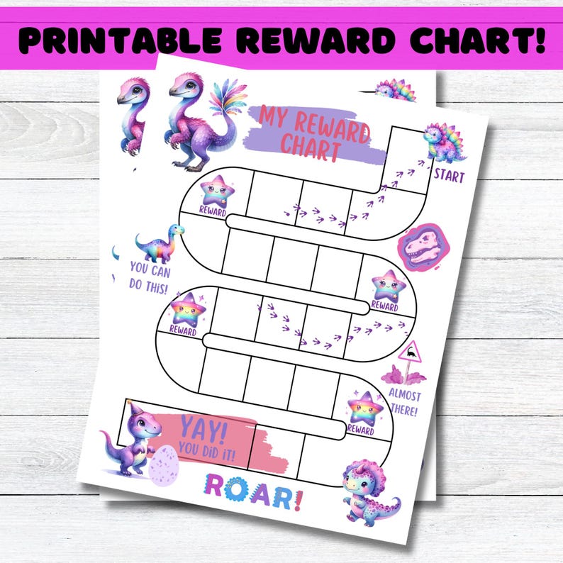 Printable Reward Chart | Potty Training | Cute Dinosaur Kids Reward ...
