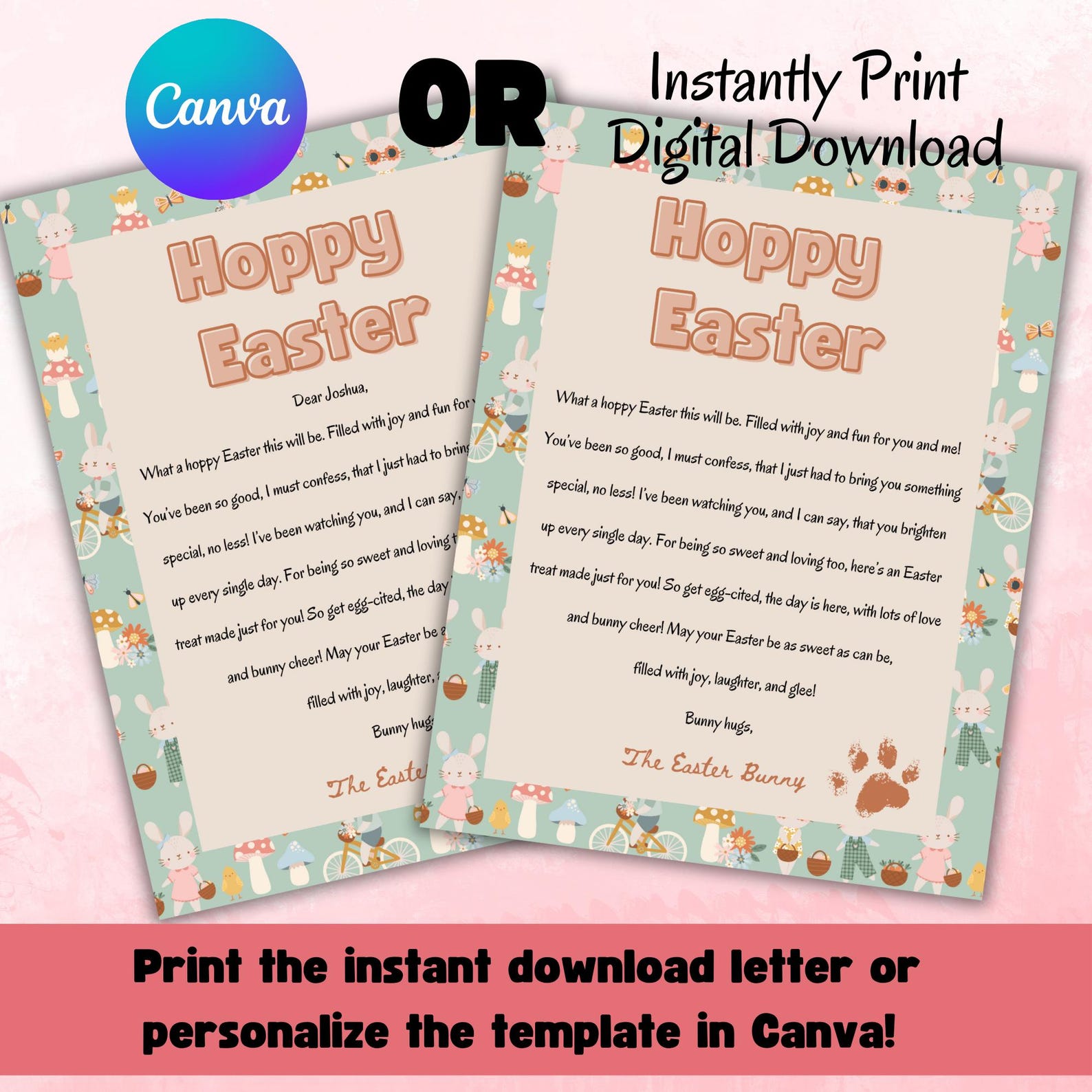 Letter From the Easter Bunny Template | Kids Easter Morning Surprise ...