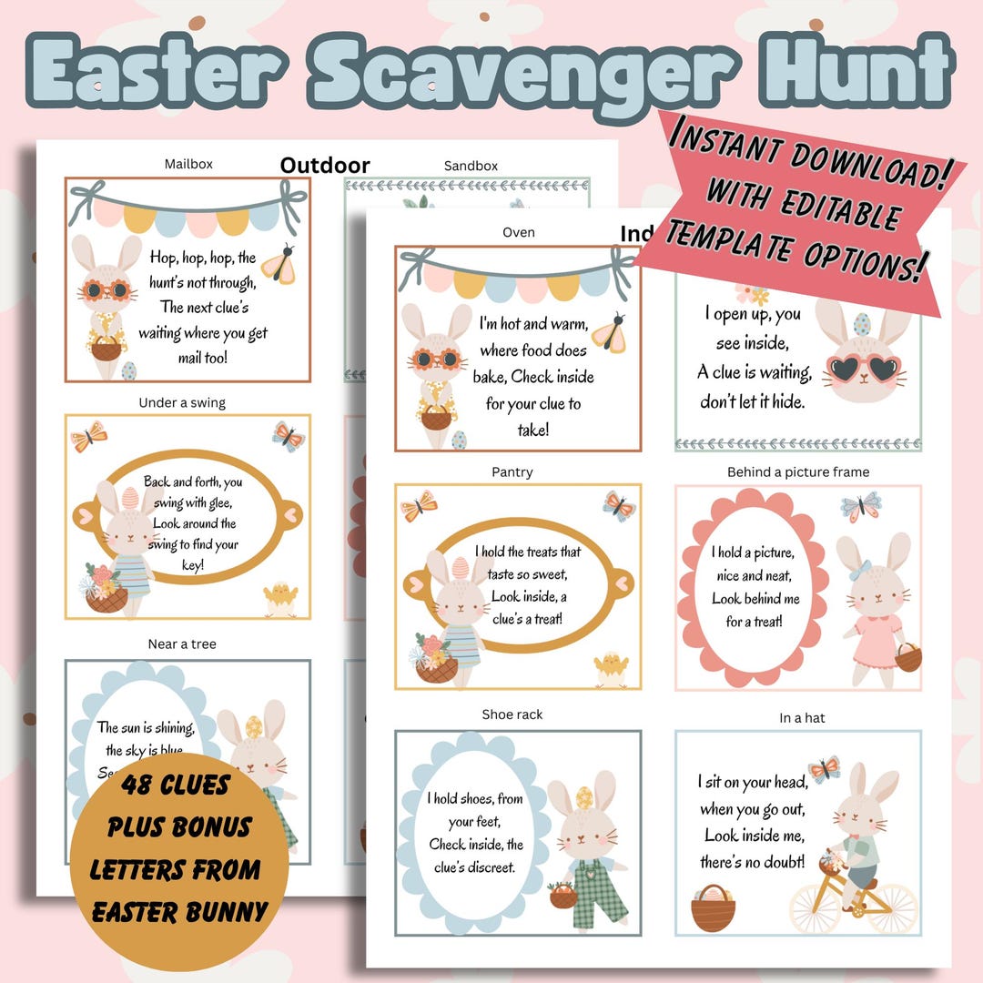Easter Scavenger Hunt | Indoor Outdoor Easter Game | Kids Easter Game ...