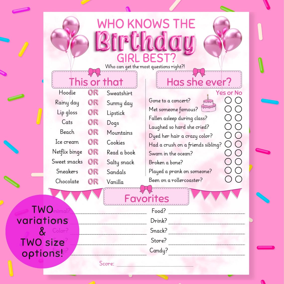 Who Knows the Birthday Girl Best | Tween Teen Birthday Party Game ...