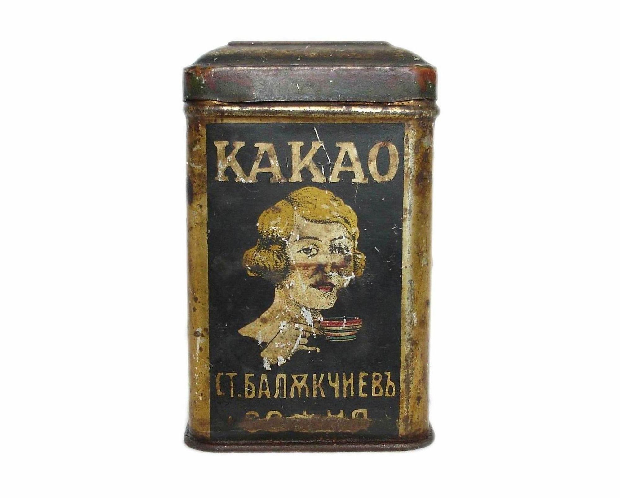 Antique Bulgarian Cacao Cocoa Tin Box 1900s Rare Lithographed - Etsy