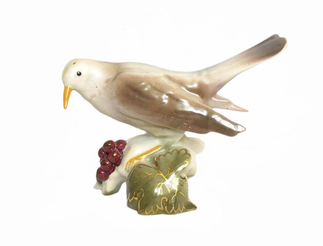Vintage Porcelain Thrush Bird Figurine, Russian Soviet Bird Statue ...