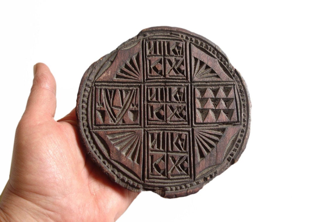Antique Wooden Greek Orthodox Bread Seal. Old Greek Hand Carved Wooden ...