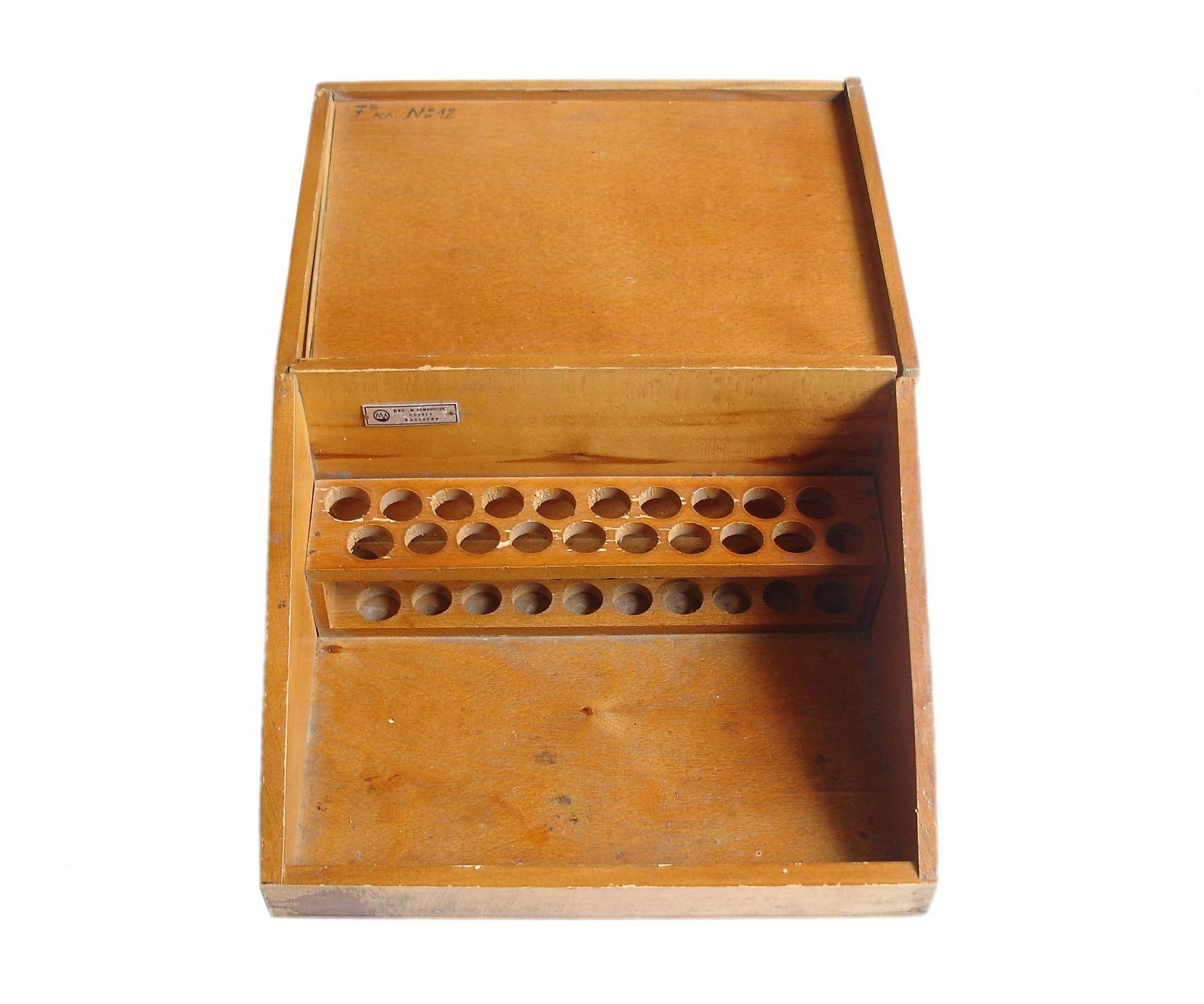 Vintage Laboratory Wood Storage Box Organizer. Portable Chemistry Lab ...