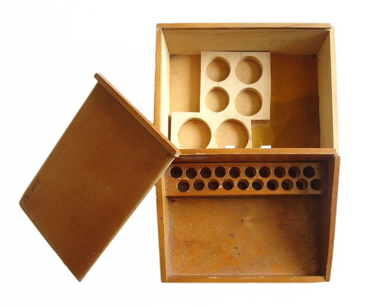 Vintage Laboratory Wood Storage Box Organizer. Portable Chemistry Lab ...