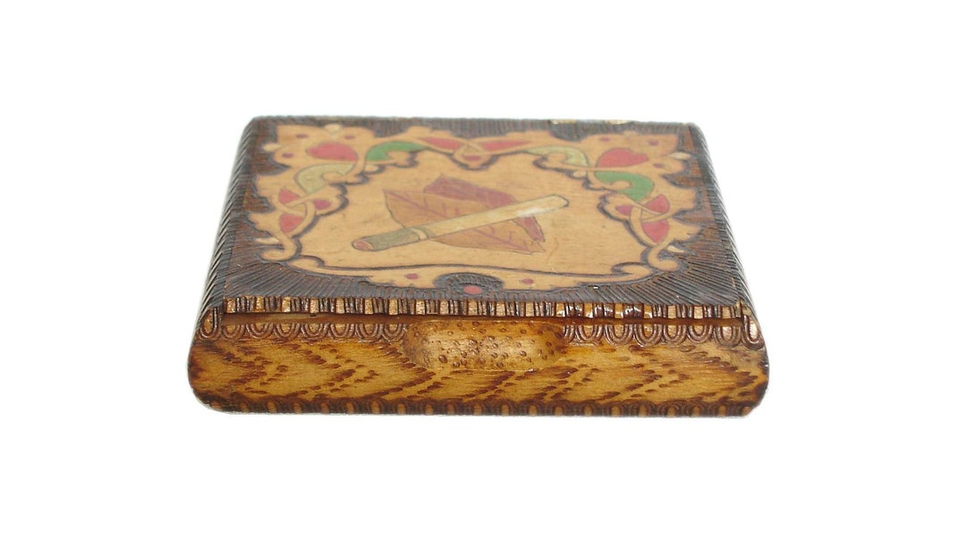 Vintage Handmade Wooden Cigarettes Pocket Case. Cigarette Box ...
