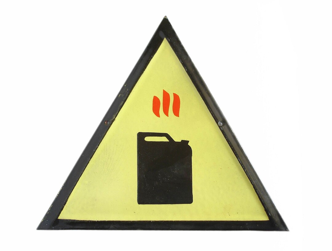 Vintage Tin Porcelain Enamel Sign 1970s Fire Hazard Flammable Fuel ...