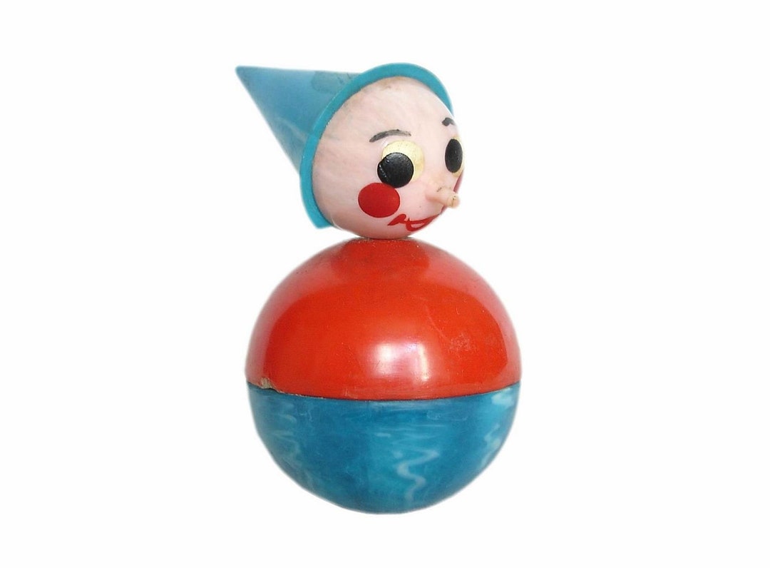 Vintage Plastic Color Roly Poly Clown Toy 1950s. Roly Poly Colorful ...