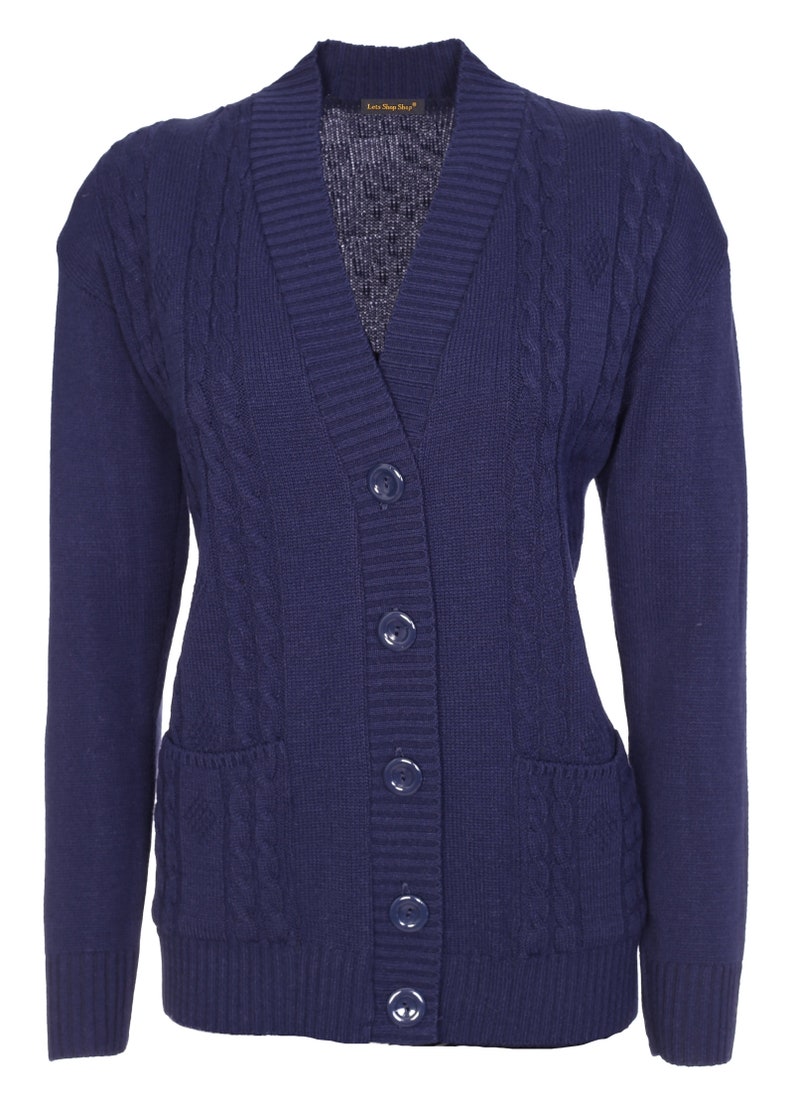 Cable Knit Cardigan: Women's Button Down Sweater With Pockets - Etsy