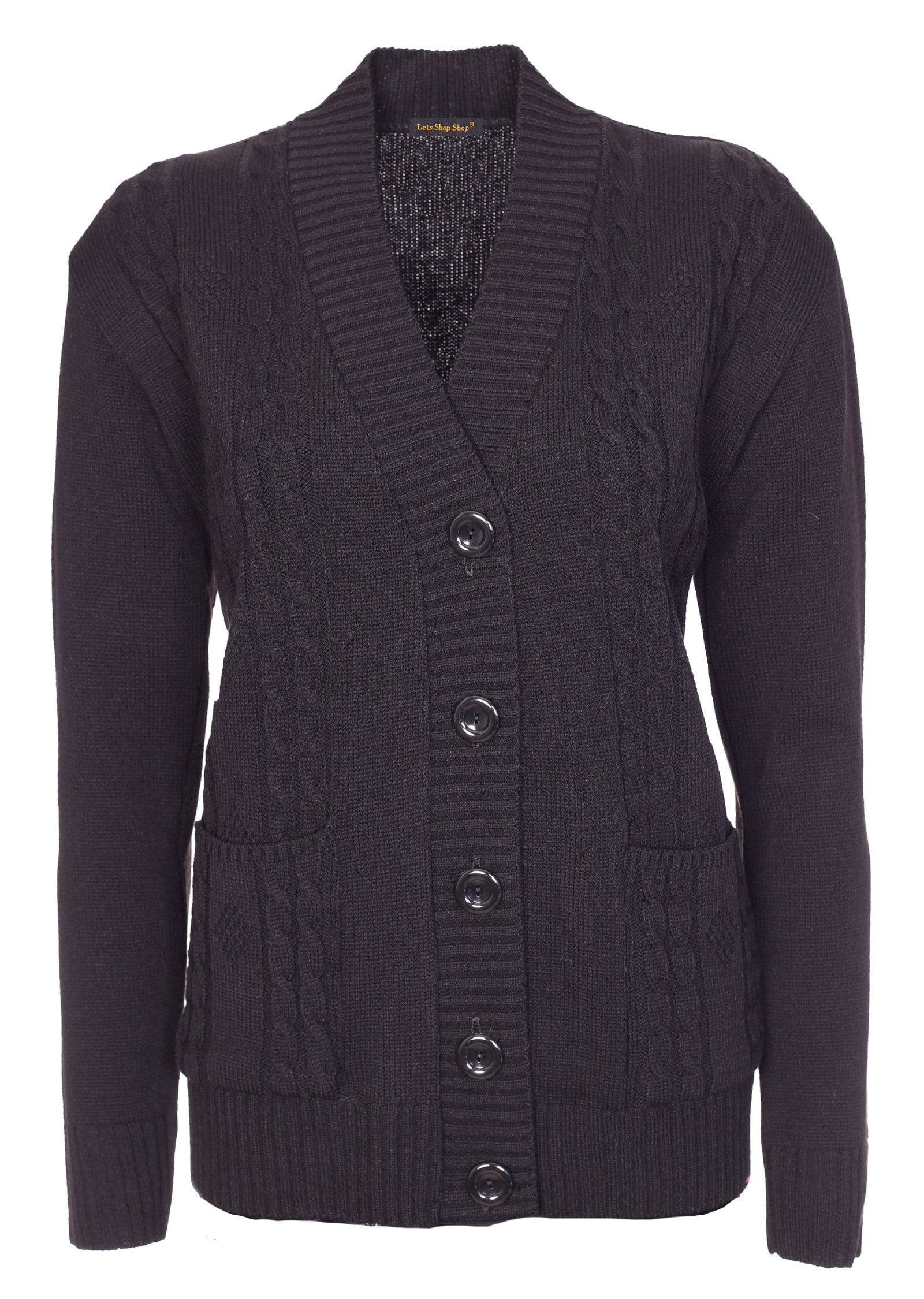 Classic Cable Knit Cardigan for Women Ladies Sizes 10-20 Long Sleeve ...