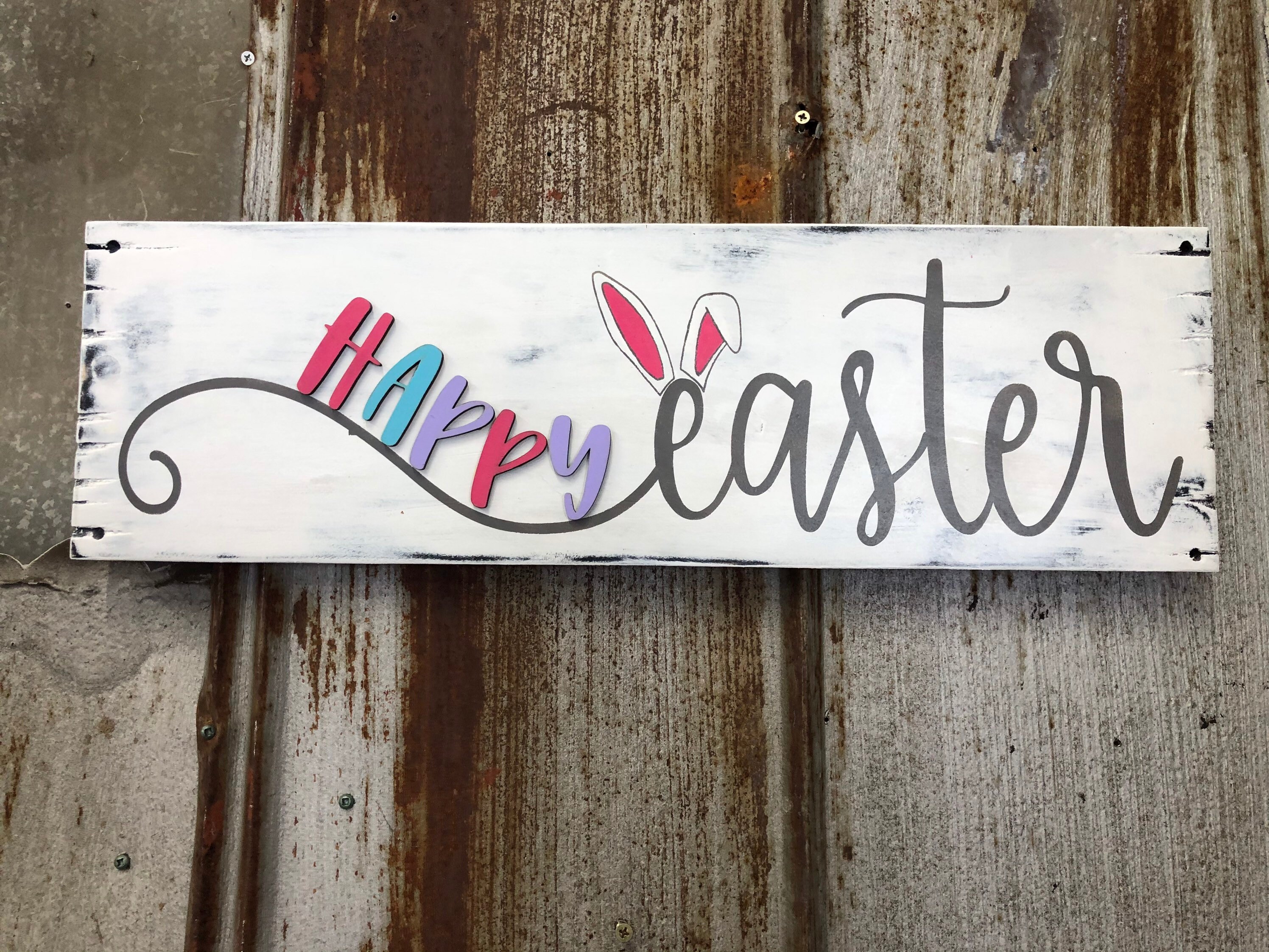 Happy Easter Sign Easter Sign Bunny Sign | Etsy
