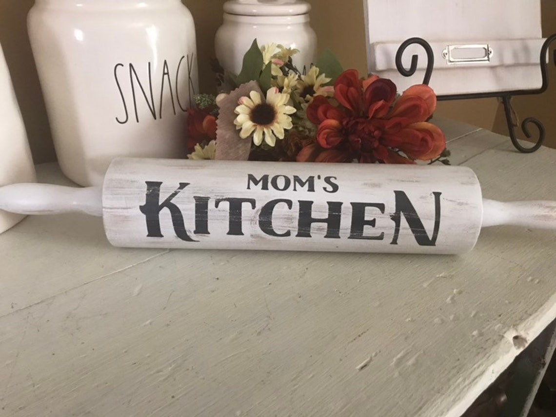 Mom's kitchen rolling pin kitchen painted rolling pin | Etsy