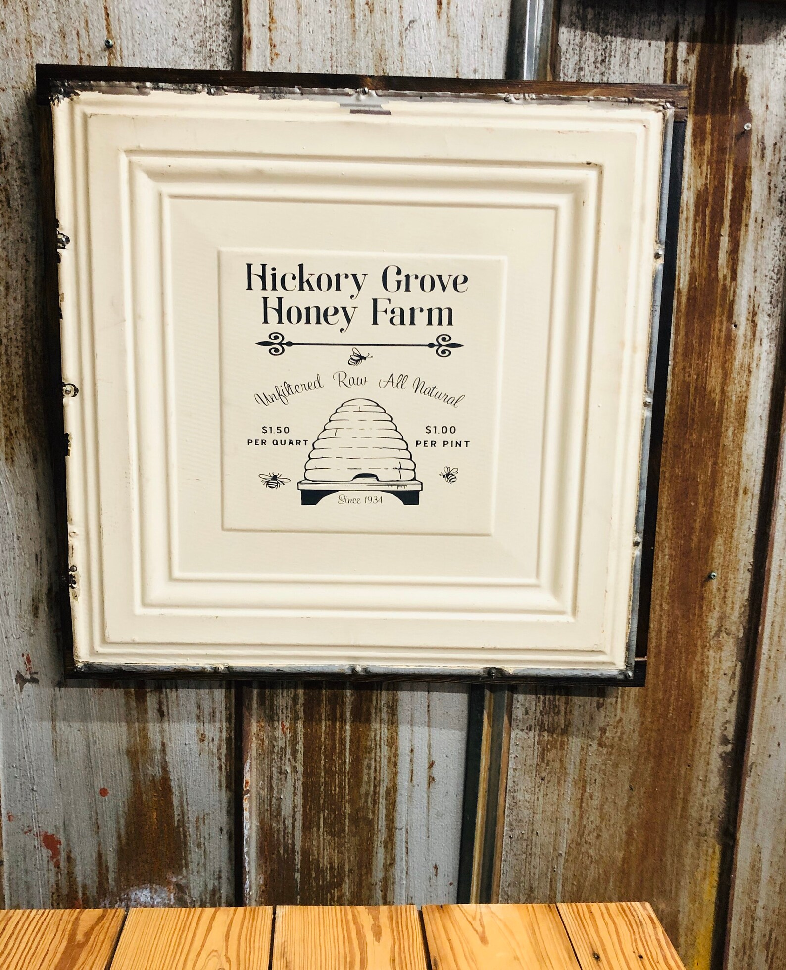 Bee sign Rustic Bee sign Metal Honey Bee Sign | Etsy