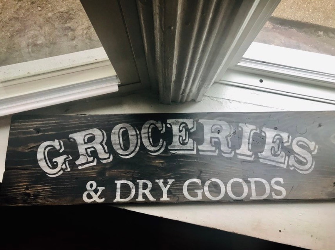 Groceries and Dry Goods Wood Sign Distressed Kitchen Sign - Etsy
