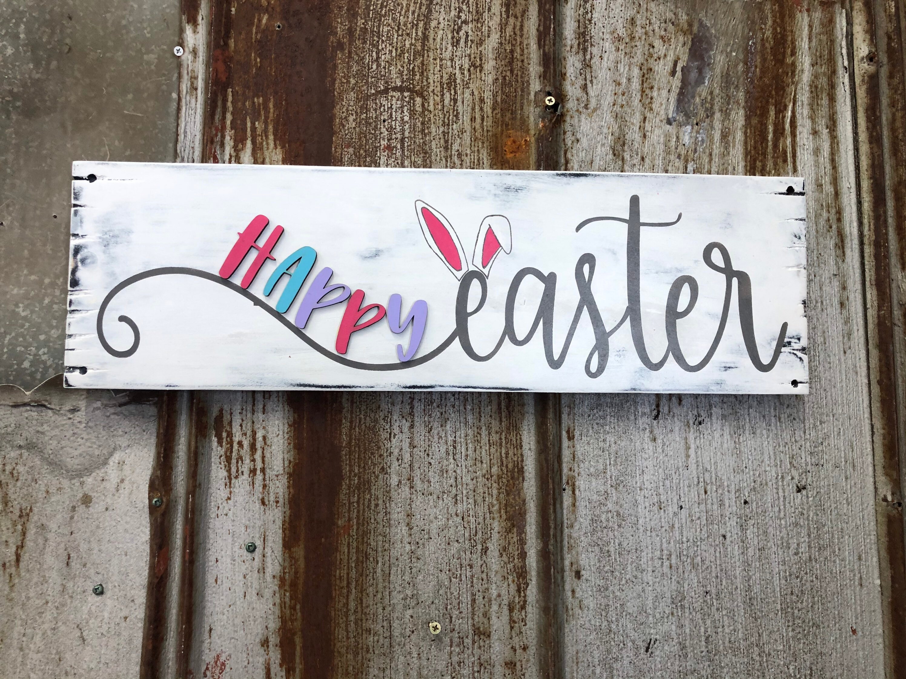 Happy Easter Sign Easter Sign Bunny Sign | Etsy