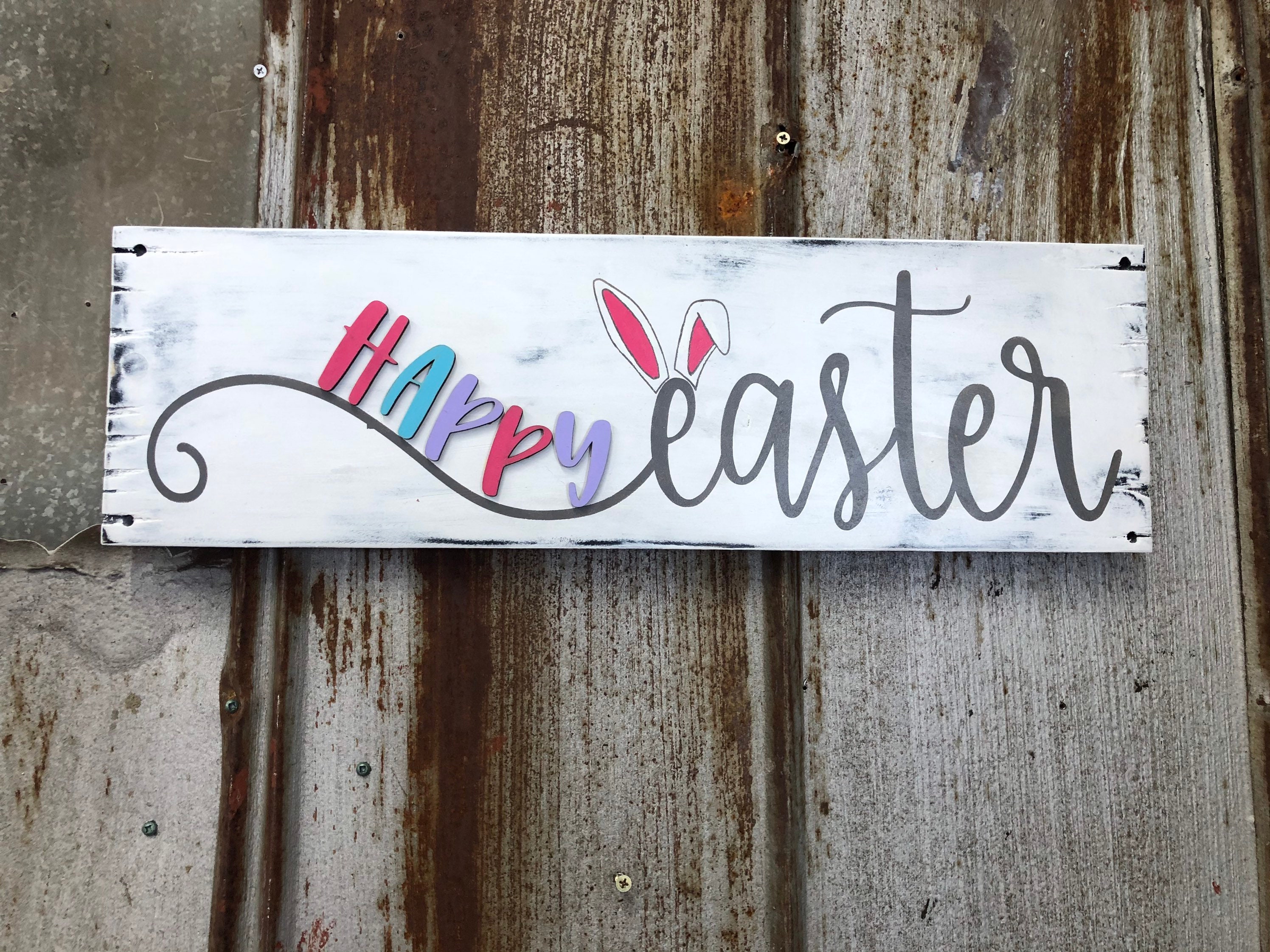 Happy Easter Sign Easter Sign Bunny Sign | Etsy