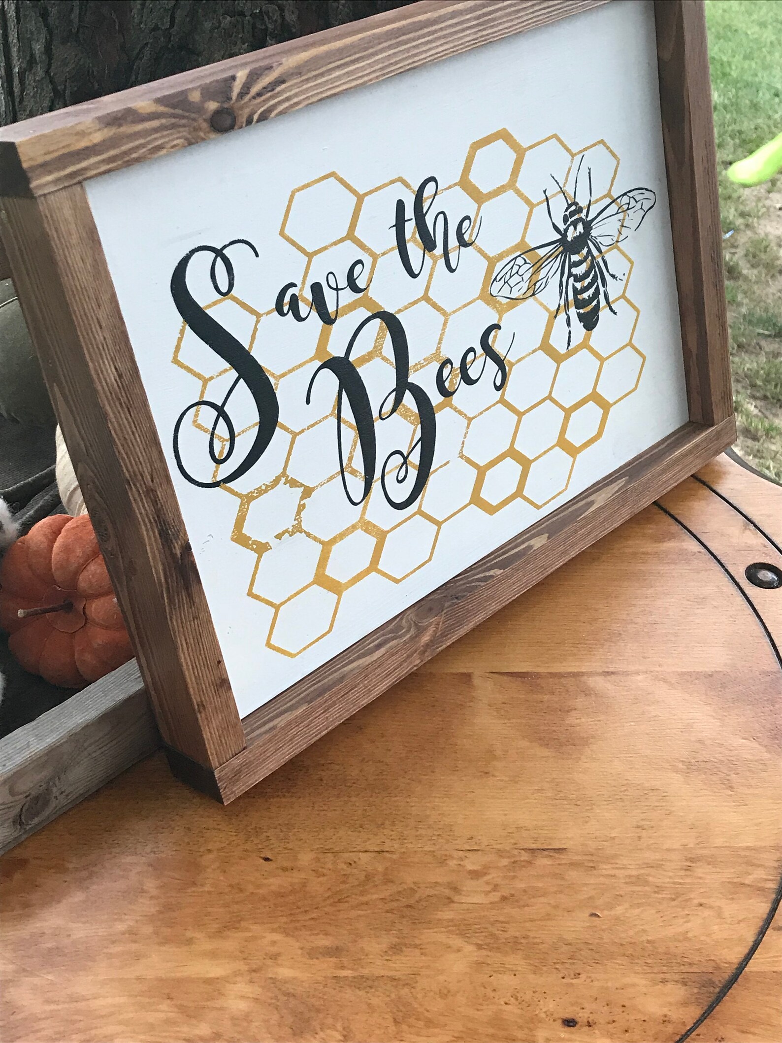 Distressed Save the Bees Framed Sign Honeybee Wood Sign - Etsy