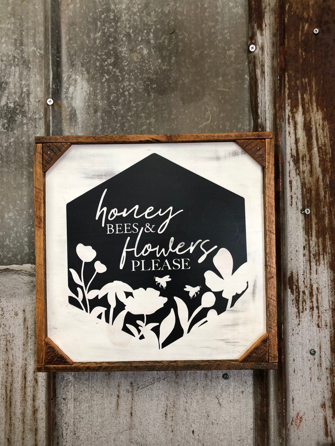 Wooden Honey Bee Sign, Spring Farmhouse Decor, Distressed Bee Sign - Etsy