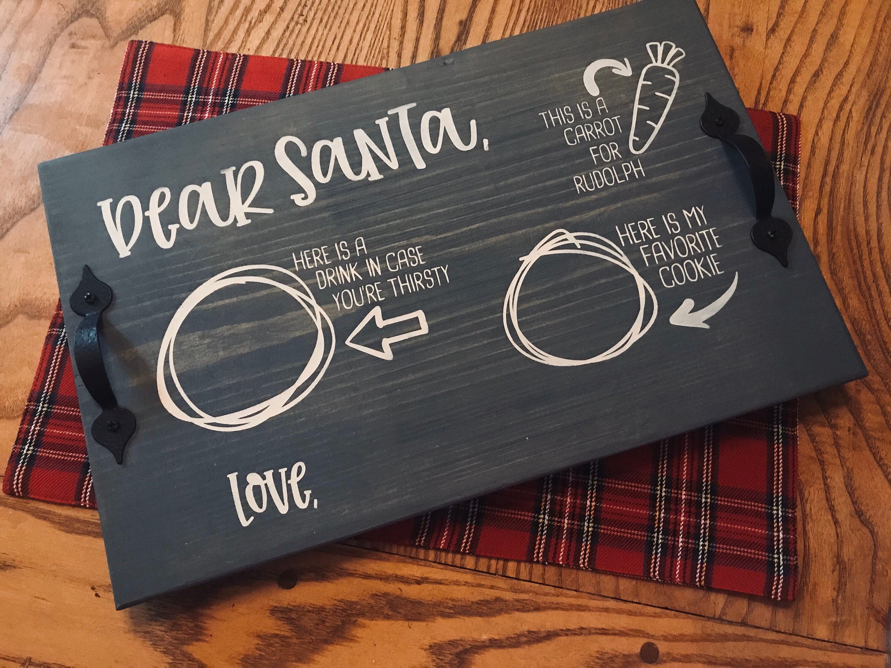 Santa Milk and Cookie tray Rustic Christmas tray Wood and | Etsy