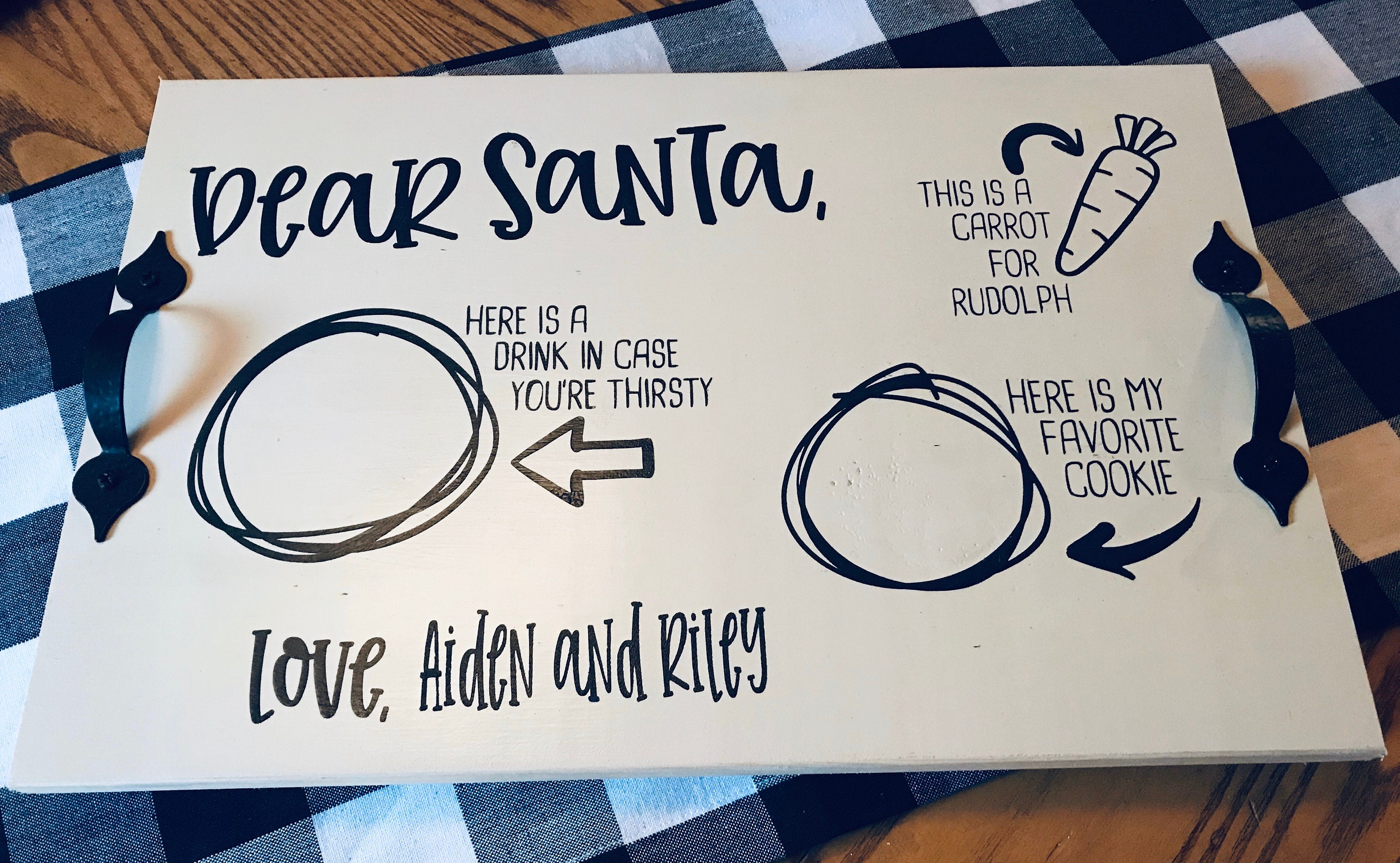 Santa Milk and Cookie tray Personalized milk and cookie tray | Etsy