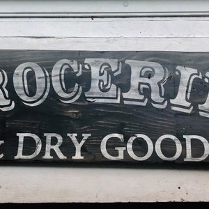 Groceries and Dry Goods Wood Sign, Distressed Kitchen Sign, Aged ...