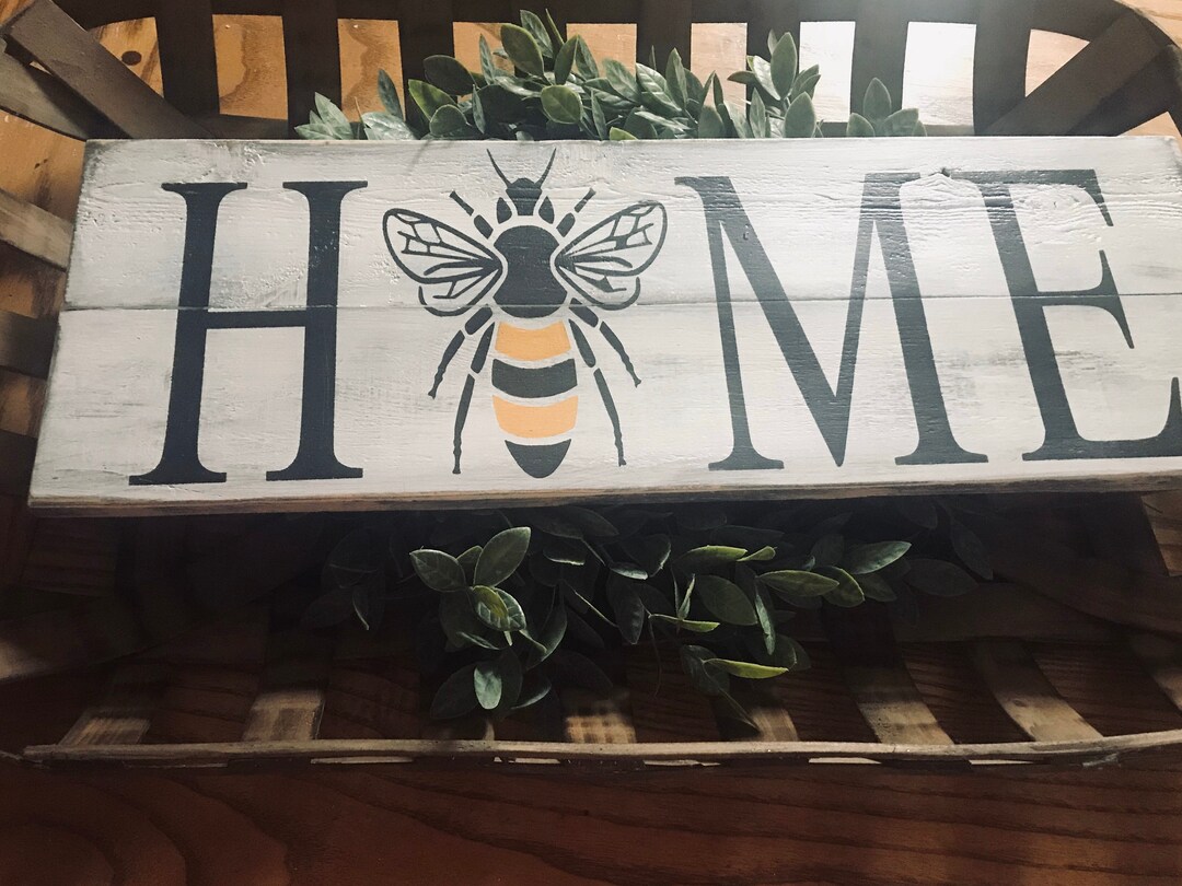 Wooden Bee Sign, Wooden Home Sign, Home Bee Sign - Etsy