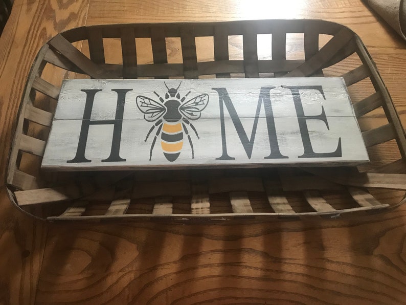 Wooden Bee Sign Wooden Home Sign Home Bee Sign | Etsy