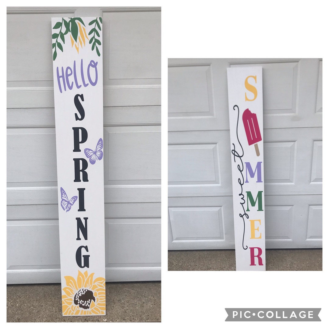 Spring Porch Sign, Summer Porch Sign, Double Sided Porch Sign - Etsy