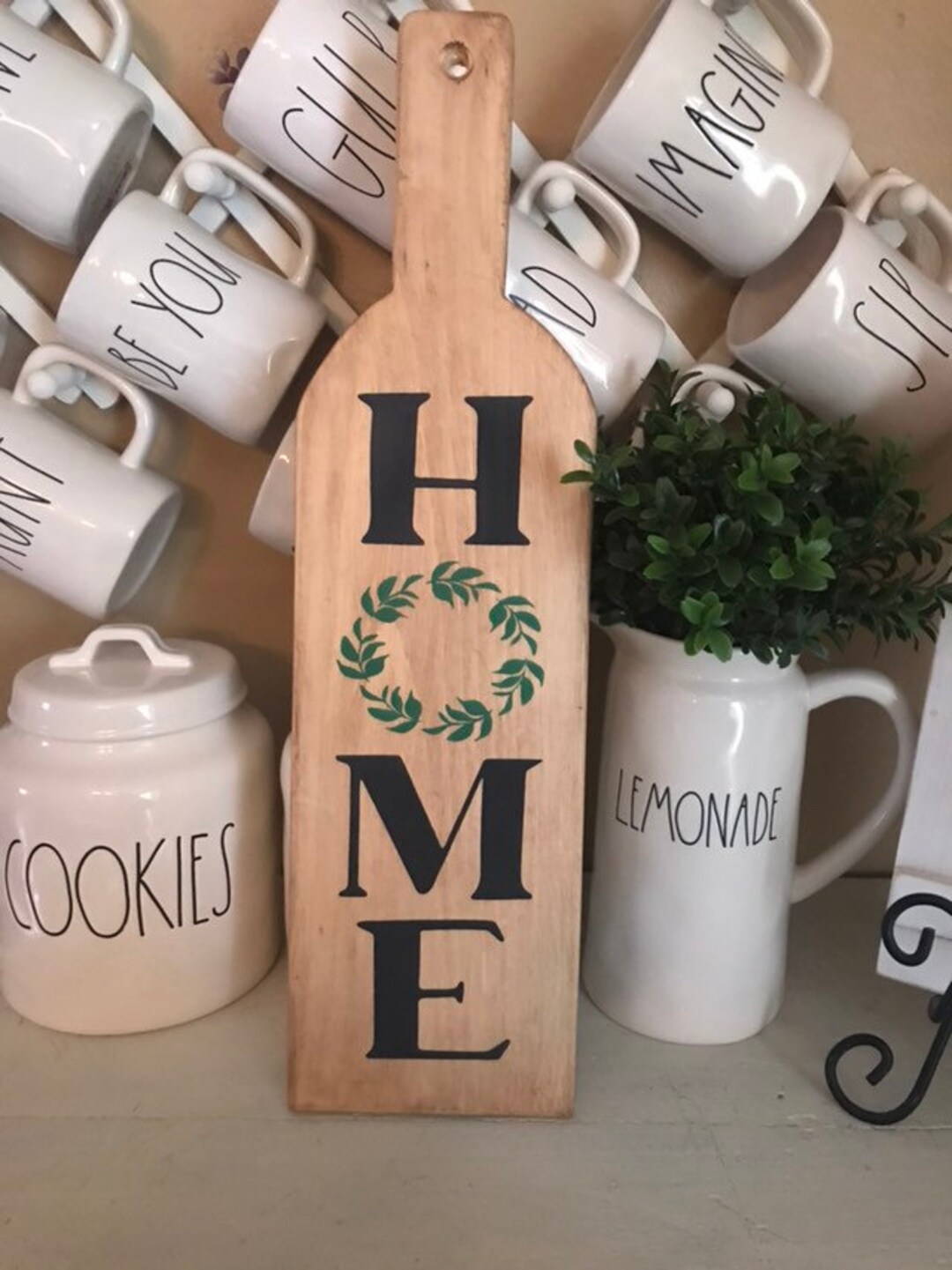 Cutting Board Home Sign With Wreath, Farmhouse Home Sign, Kitchen Home ...