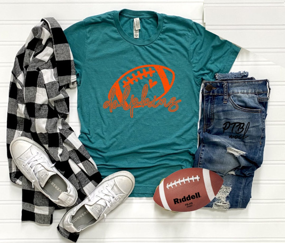 SCREEN PRINT | Dolphins Cheer | Football | Grunge | Transfer | Teal and ...