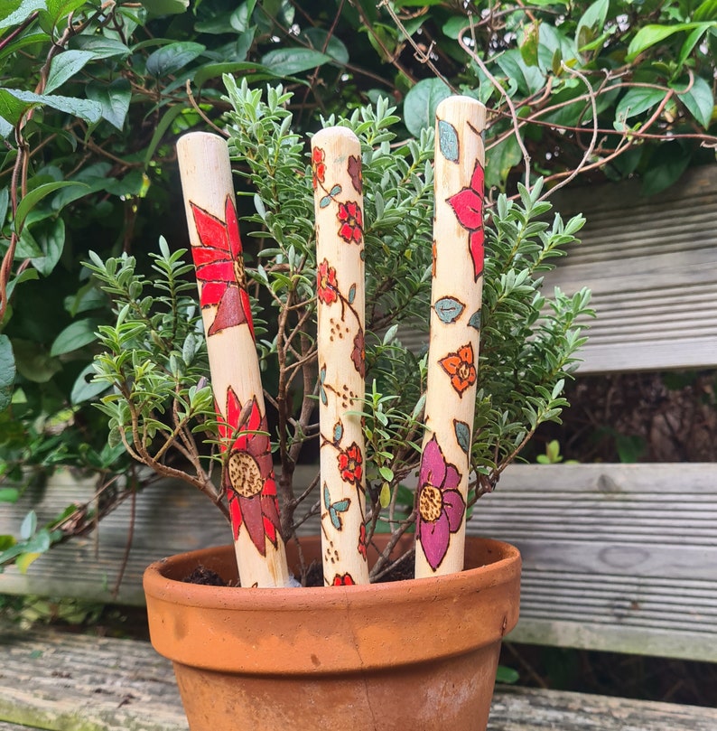 Hazel Plant Stakes X 3, Plant Supports, Indoor Pots, Flower Beds, Garden Decor, Hand Made, Hand ...