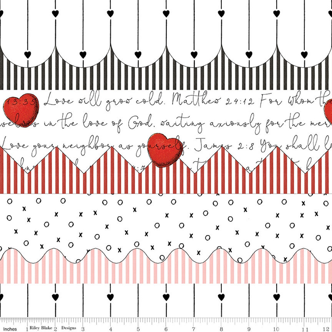 All My Heart - Border Stripe White - by the Half Yard - J Wecker Frisch ...