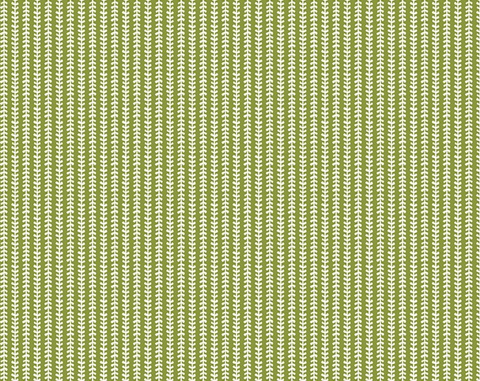 Imagine Leaf Stripe - Olive Green- by Rebecca Jones for Clothworks ...